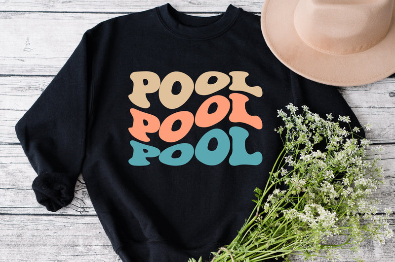 Pool Svg, Pool vibes Svg, Png Groovy Wavy Text Stacked Retro Vintage ...