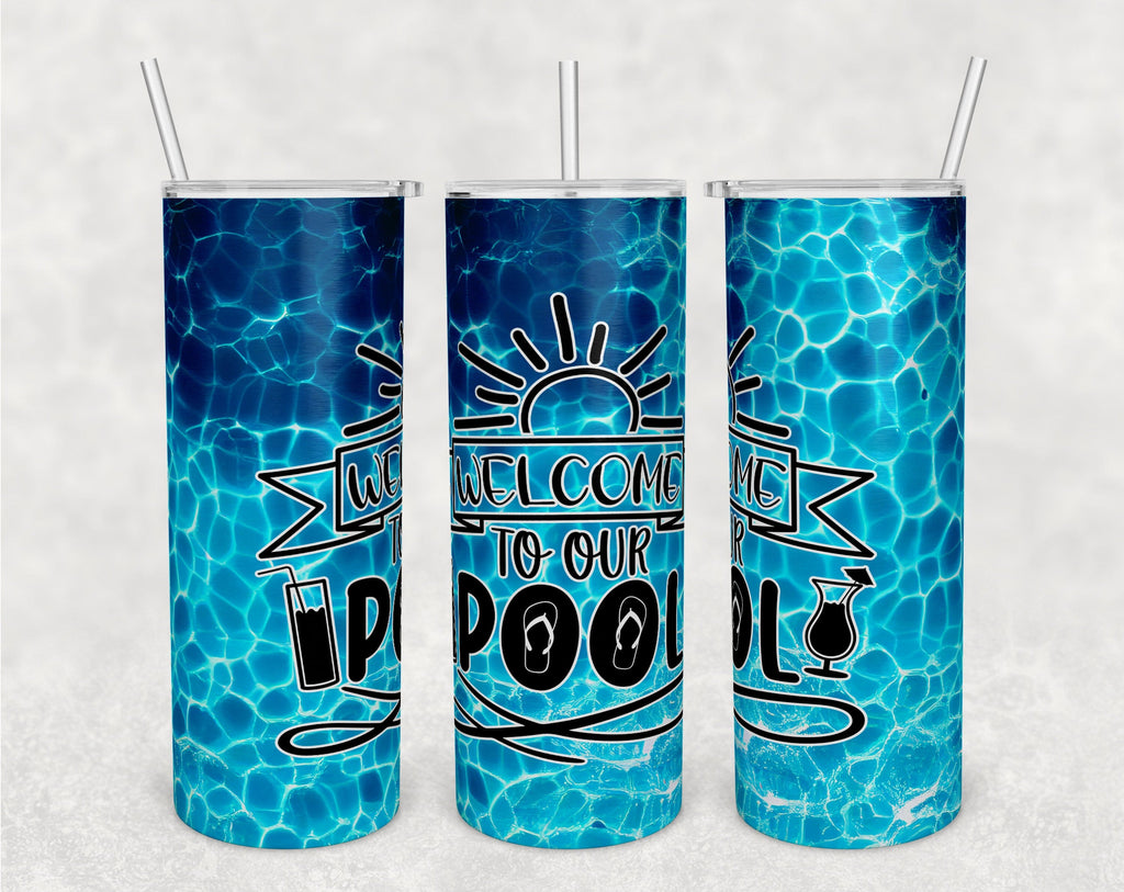 Pool Tumbler Wraps Bundle, 20 Oz Skinny Tumbler Pool Quotes Sublimation ...