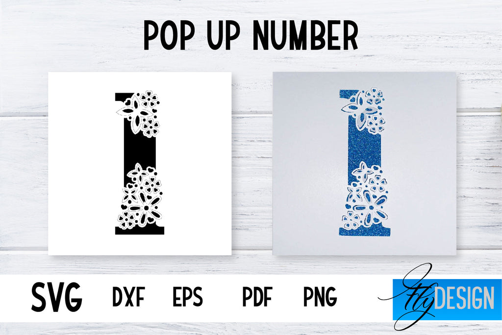 Pop Up Number Card SVG | 3d Card SVG | Floral Number Card - So Fontsy