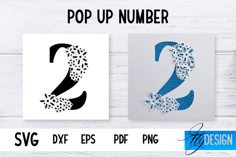Pop Up Number Card SVG | 3d Card SVG | Floral Number Card - So Fontsy