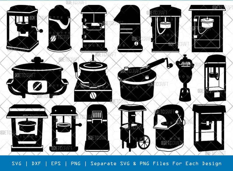 Popcorn Maker Silhouette, Popcorn Maker SVG, Popcorn Machine Svg ...