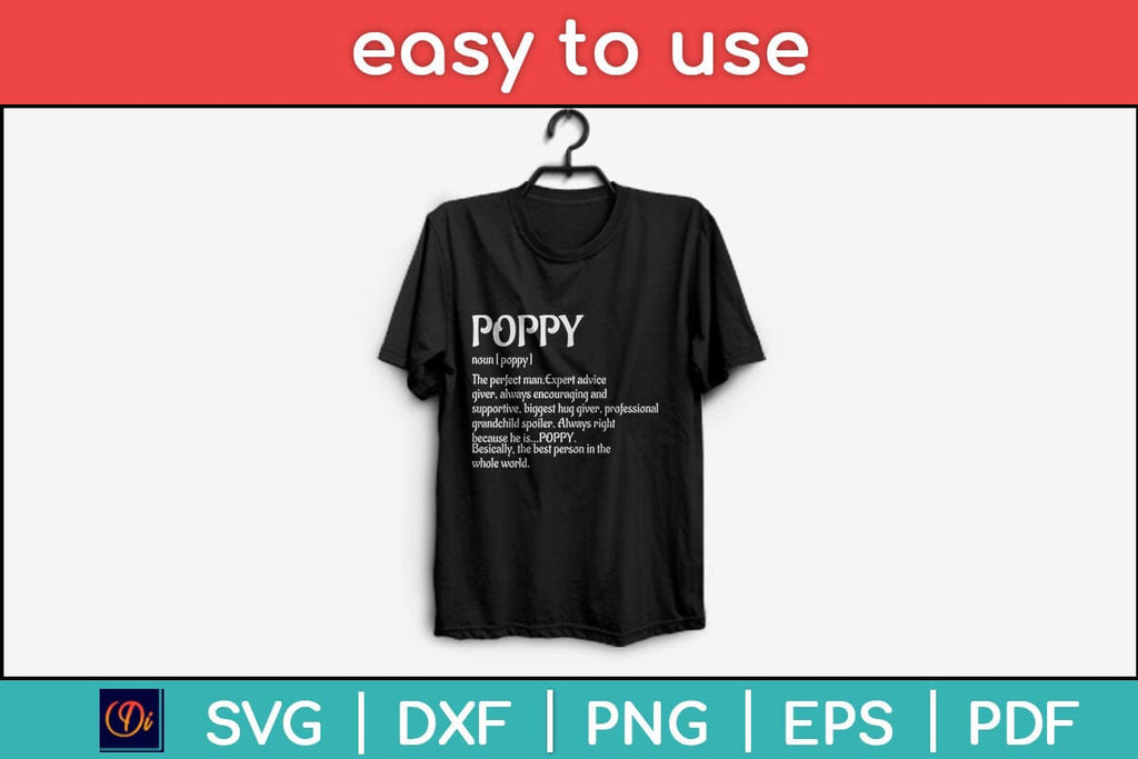 Poppy Definition Grandpa Father's Day Svg Cutting File - So Fontsy