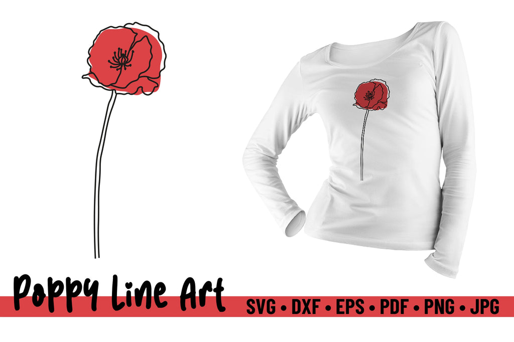 Poppy Line Art SVG - So Fontsy