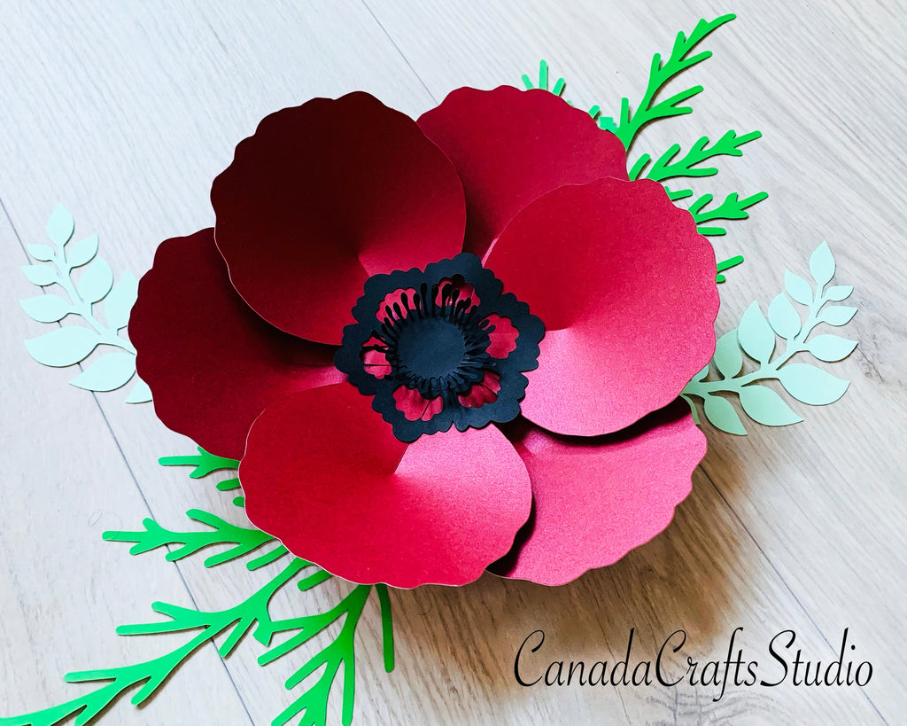 Poppy Paper Flower Template SVG and DXF, Template 81 - So Fontsy
