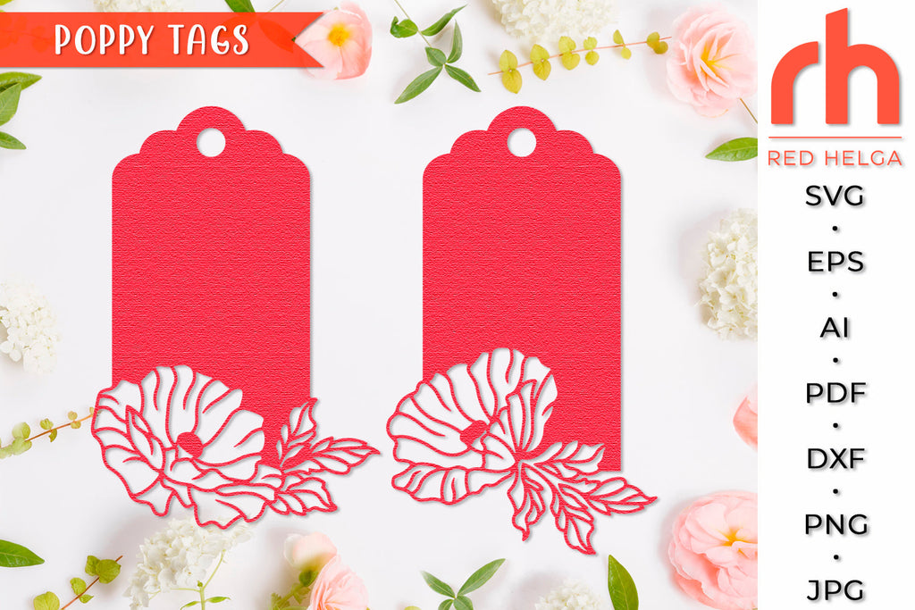 Poppy Tags SVG - Floral Label Cut File - So Fontsy