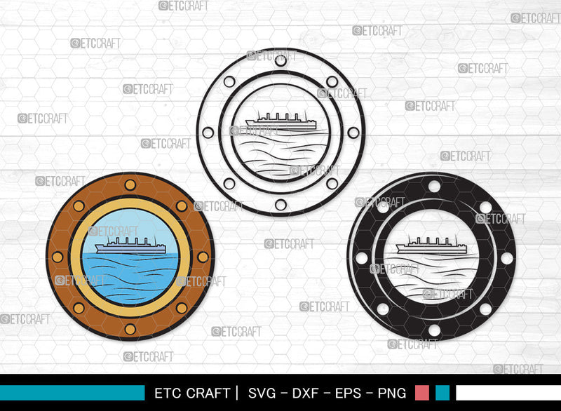 Porthole Clipart SVG, Ship Porthole Svg, Ship Window Svg, Sea ...