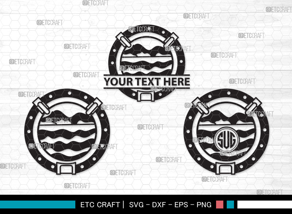 Porthole Monogram SVG, Ship Porthole Svg, Ship Window Svg, Sea ...