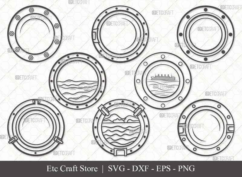 Porthole Outline SVG Cut File | Ship Porthole Svg | Ship Window Svg ...