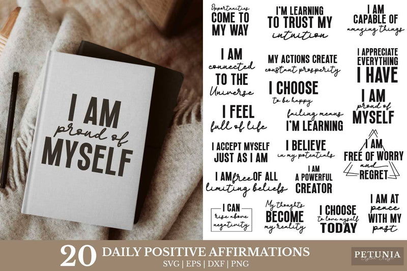 Positive Affirmations | Motivational Quotes SVG Bundle - So Fontsy