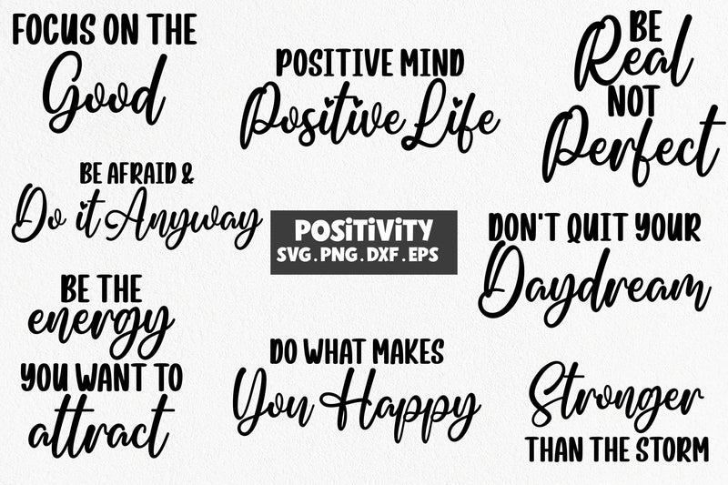 Positive Quote SVG Bundle | 8 SVG Cut Files - So Fontsy