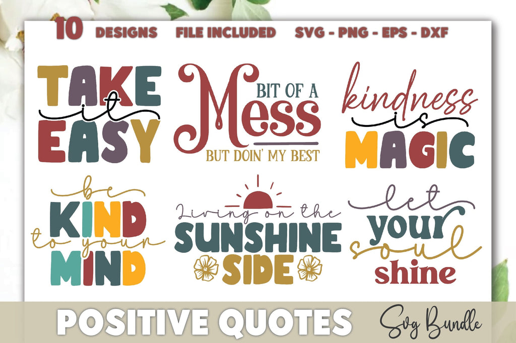 Positive Quotes SVG Bundle - So Fontsy