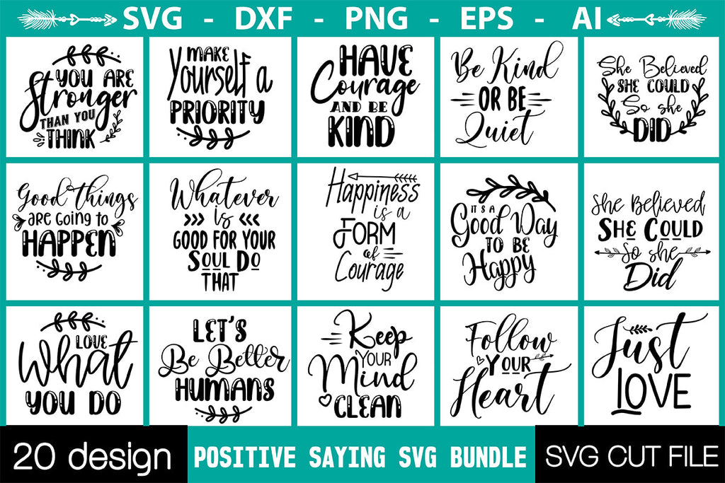 Positive Saying SVG Bundle - So Fontsy