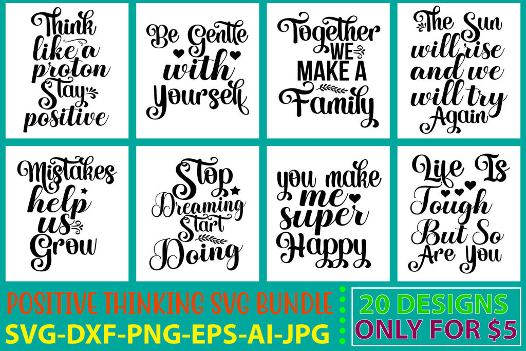 Positive Thinking SVG Bundle Vol. 2 - So Fontsy