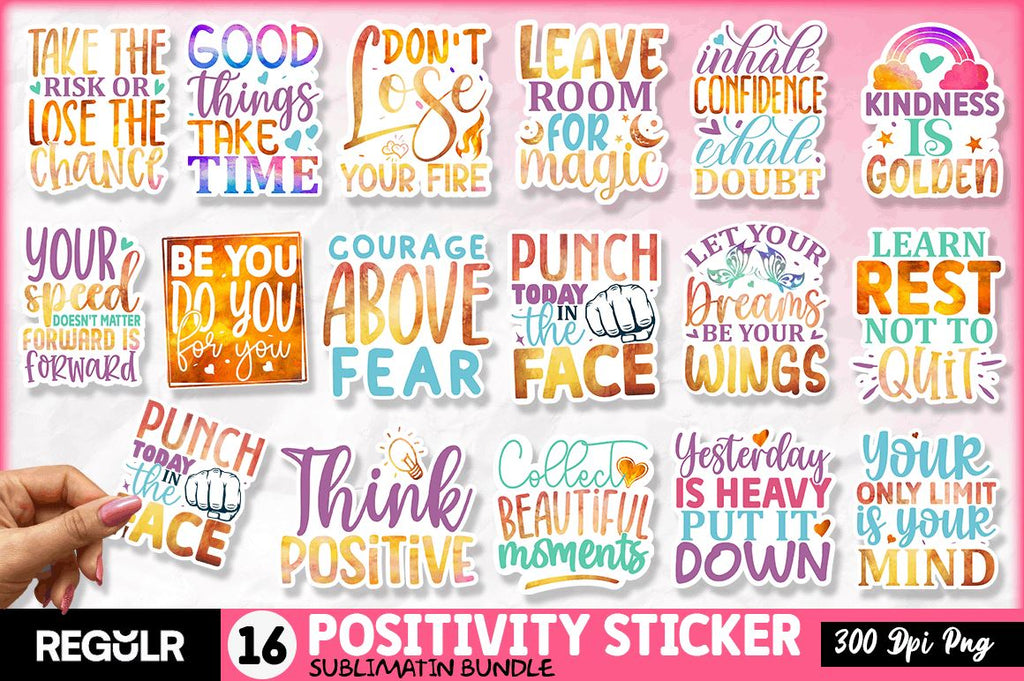 Positivity and Inspirational and sticker bundle - So Fontsy