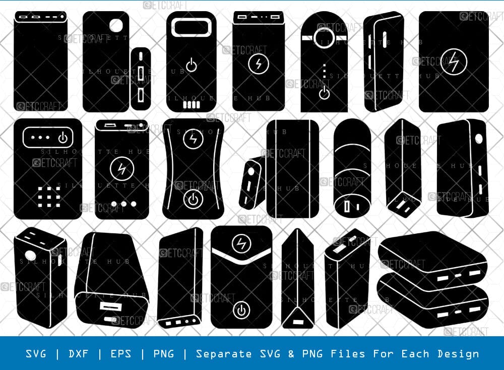 Power Bank Silhouette, Power Bank SVG, Portable Charger Svg, Travel ...