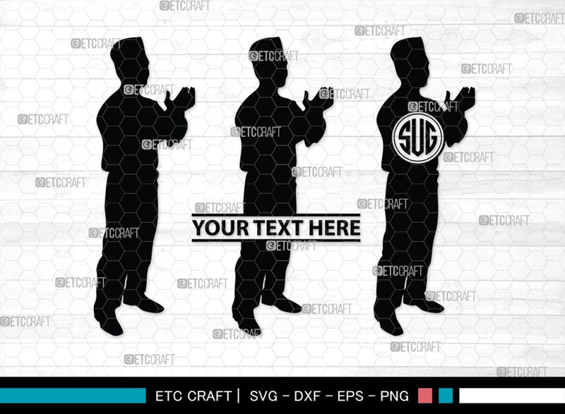 Praying Hand Monogram, Praying Hand Silhouette, Praying Hand SVG ...