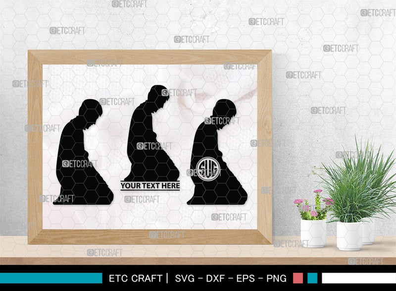 Praying Hand Monogram, Praying Hand Silhouette, Praying Hand SVG ...