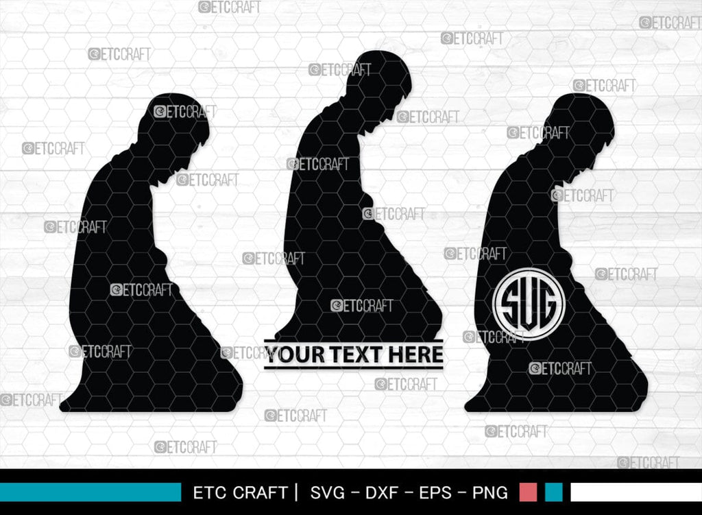 Praying Hand Monogram, Praying Hand Silhouette, Praying Hand SVG ...