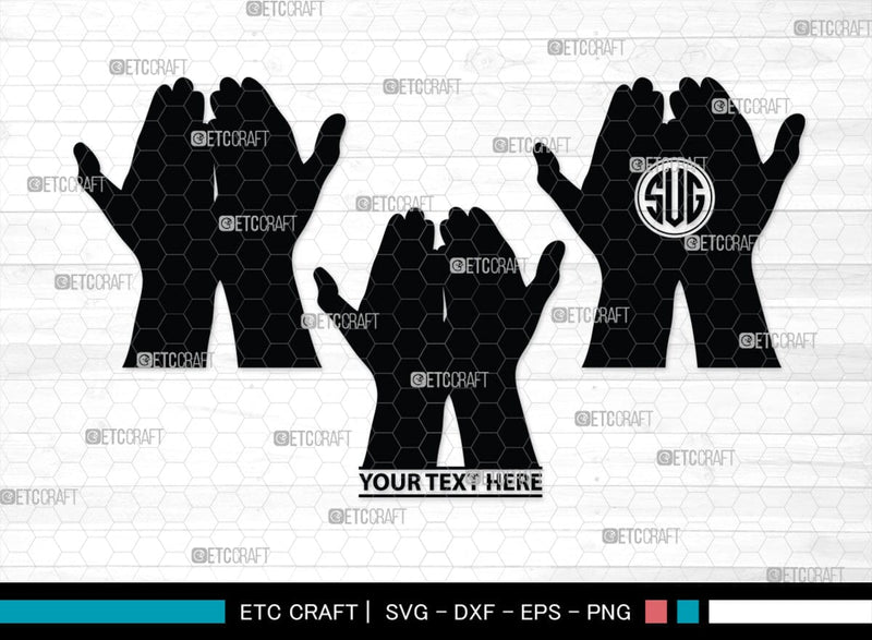 Praying Hand Monogram, Praying Hand Silhouette, Praying Hand SVG ...