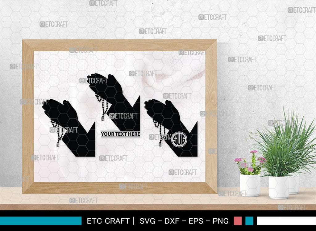 Praying Hand Monogram, Praying Hand Silhouette, Praying Hand SVG ...