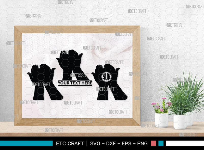 Praying Hand Monogram, Praying Hand Silhouette, Praying Hand SVG ...