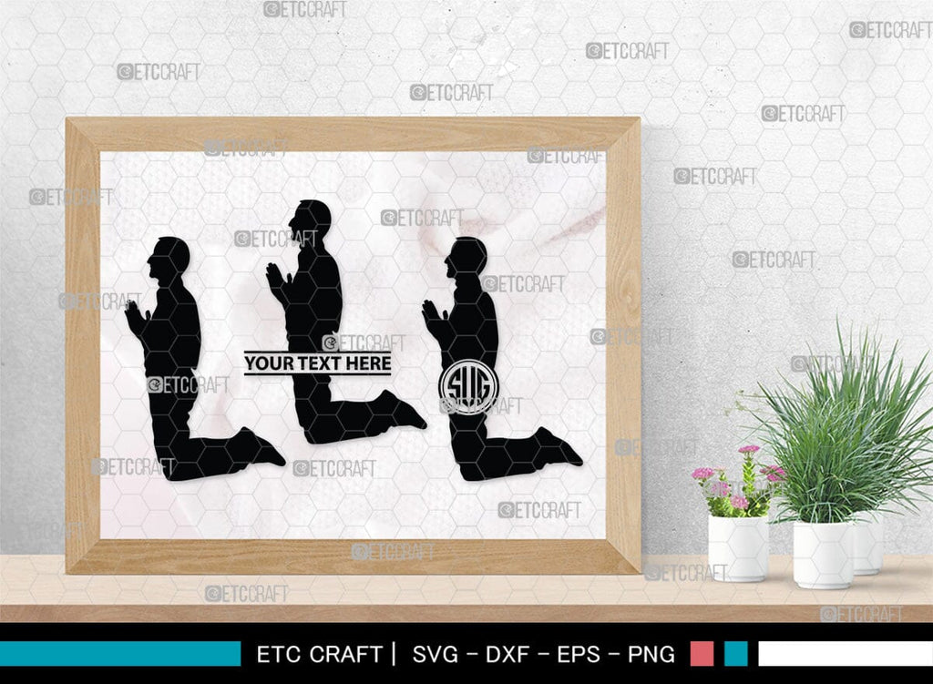 Praying Hand Monogram, Praying Hand Silhouette, Praying Hand SVG, Pray ...