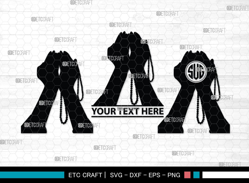 Praying Hand Monogram, Praying Hand Silhouette, Praying Hand SVG ...