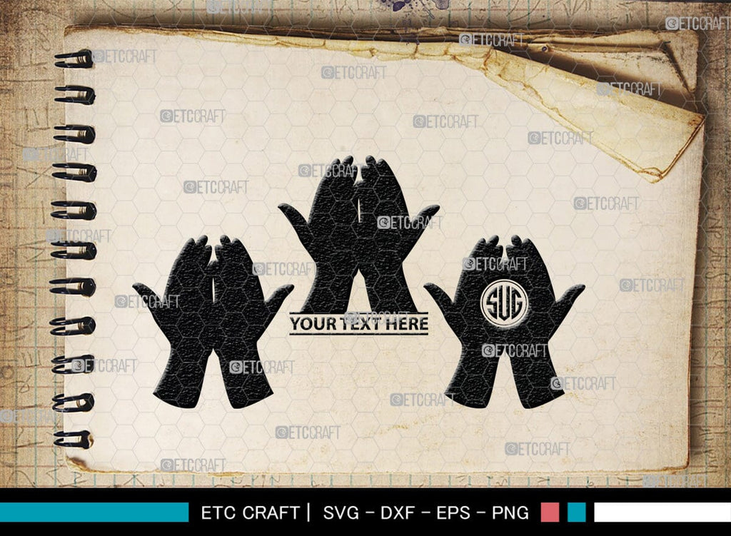 Praying Hand Monogram, Praying Hand Silhouette, Praying Hand SVG ...