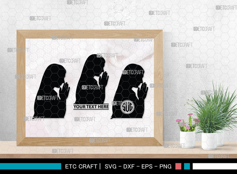 Praying Hand Monogram, Praying Hand Silhouette, Praying Hand SVG ...