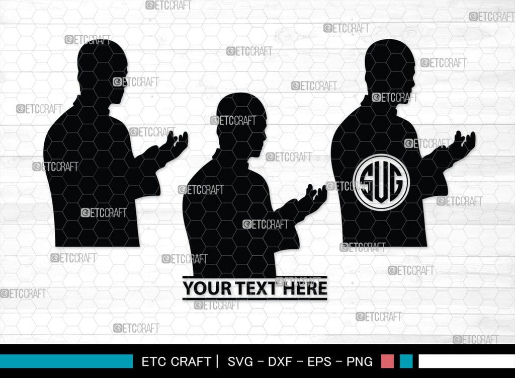 Praying Hand Monogram, Praying Hand Silhouette, Praying Hand SVG ...