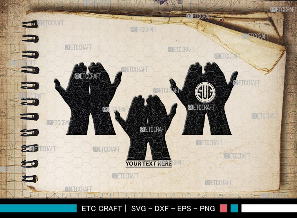 Praying Hand Monogram, Praying Hand Silhouette, Praying Hand SVG ...