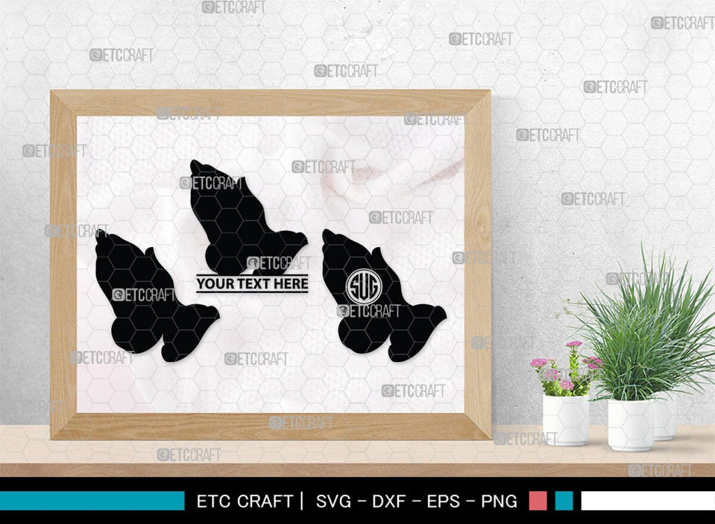 Praying Hand Monogram, Praying Hand Silhouette, Praying Hand SVG ...