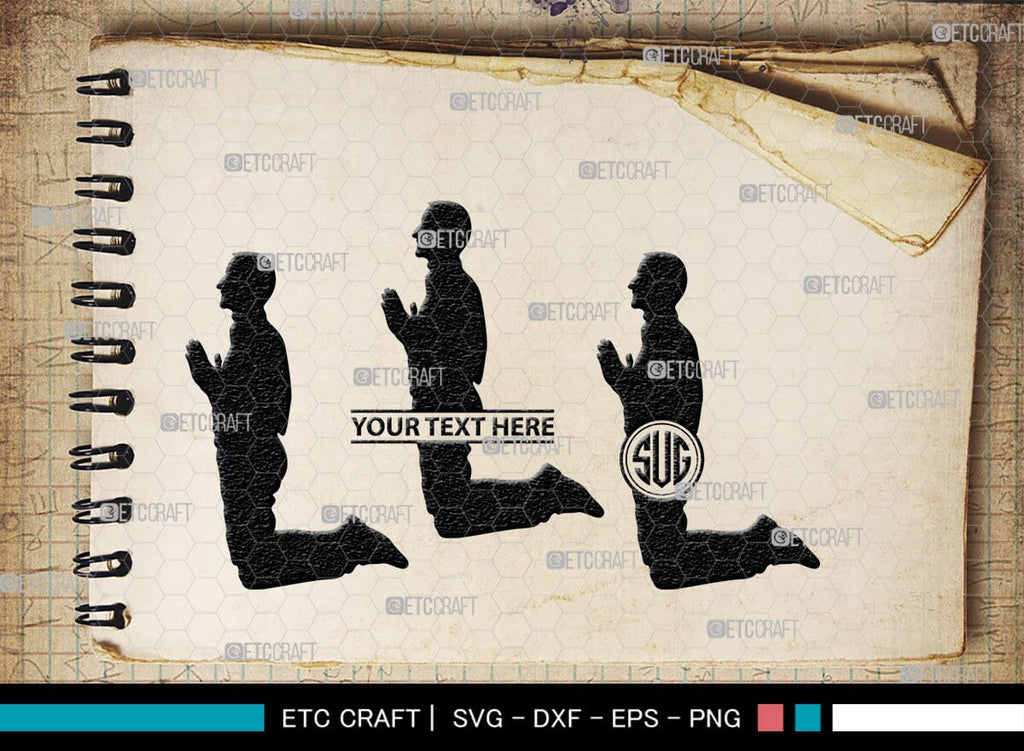 Praying Hand Monogram, Praying Hand Silhouette, Praying Hand SVG, Pray ...