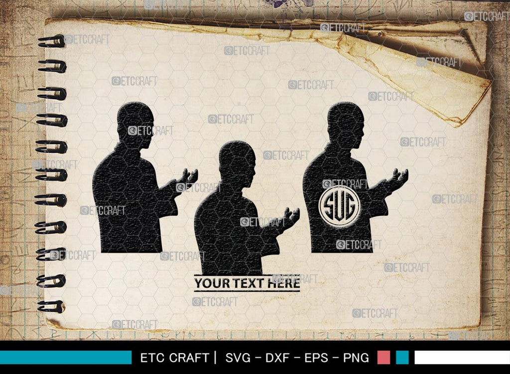 Praying Hand Monogram, Praying Hand Silhouette, Praying Hand SVG ...