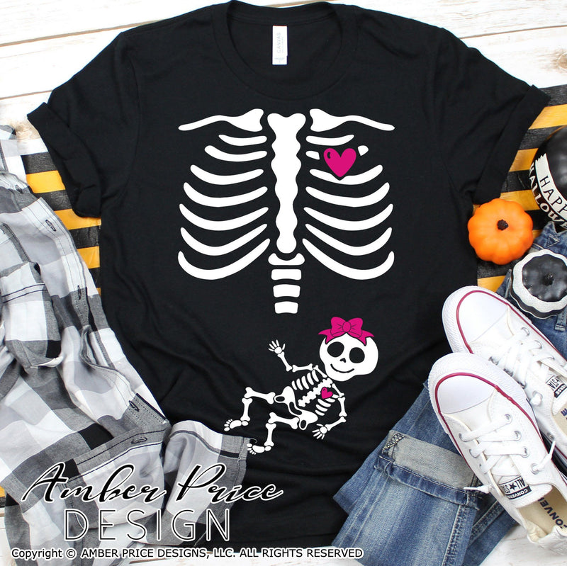 Pregnant Skeleton SVG | Halloween Pregnancy SVG PNG DXF - So Fontsy