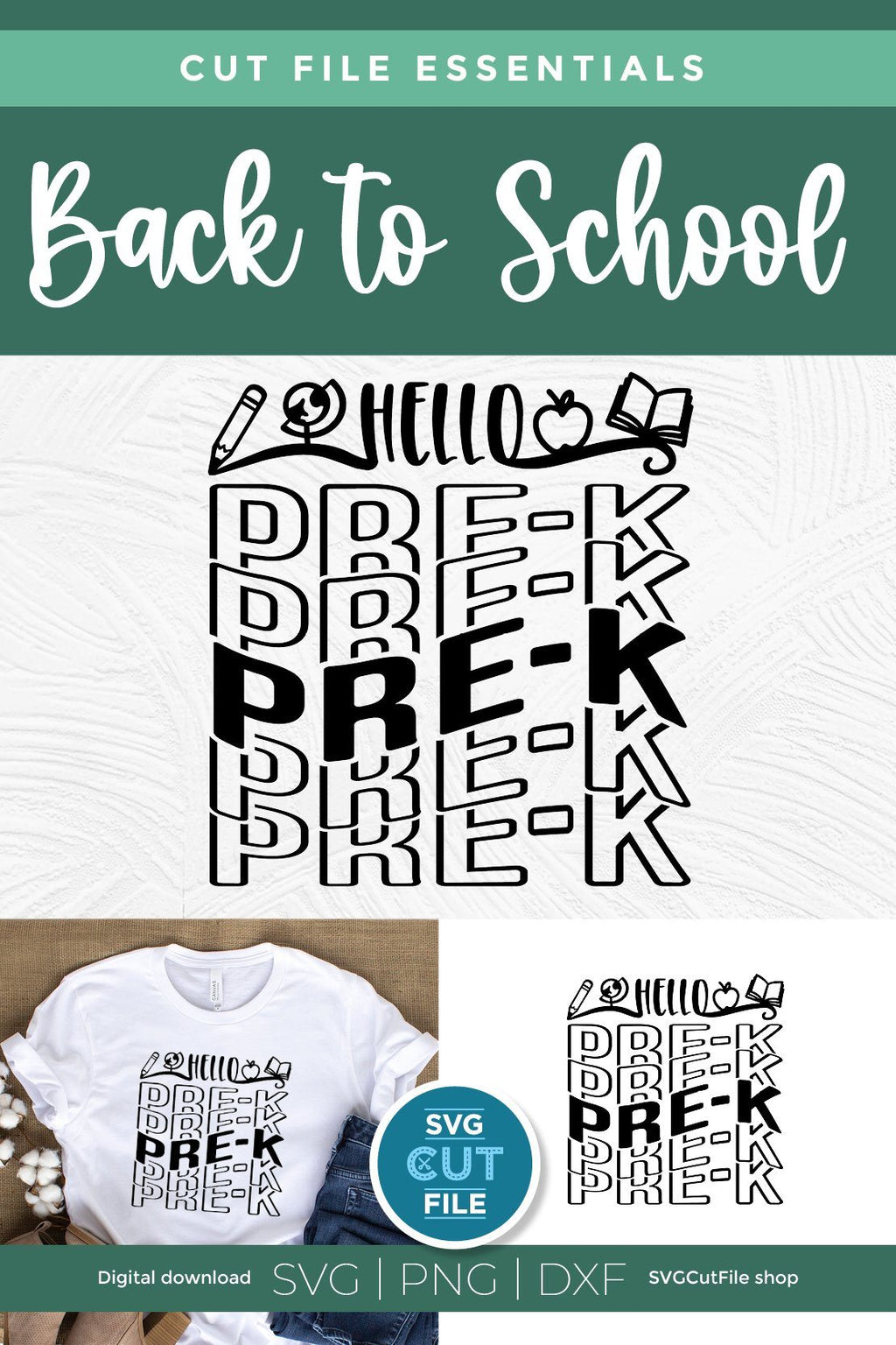 PreK svg - a Pre-K svg for teacher / Pre-Kindergarten - So Fontsy
