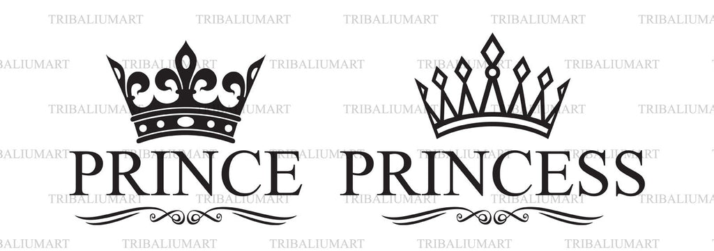 Prince and Princess design. Cut files for Cricut. Clip Art silhouettes ...