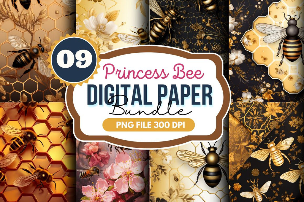 Princess Bee Digital Paper Bundle - So Fontsy