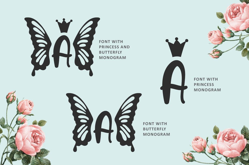 Princess Butterfly Monogram - So Fontsy