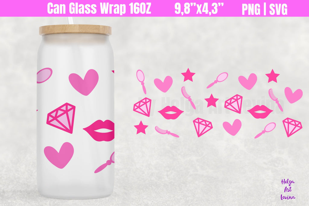 Princess Can Glass Wrap 16 OZ, Pink Princess - So Fontsy