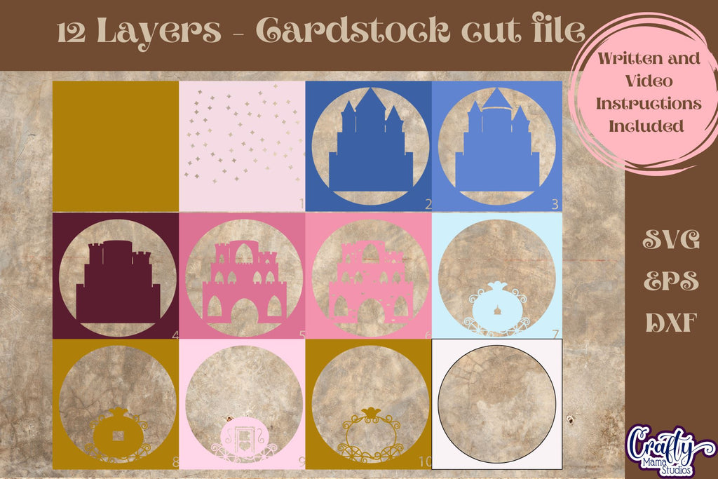Princess Castle Svg Shadow Box, 3D Layered Cinderella Svg - So Fontsy