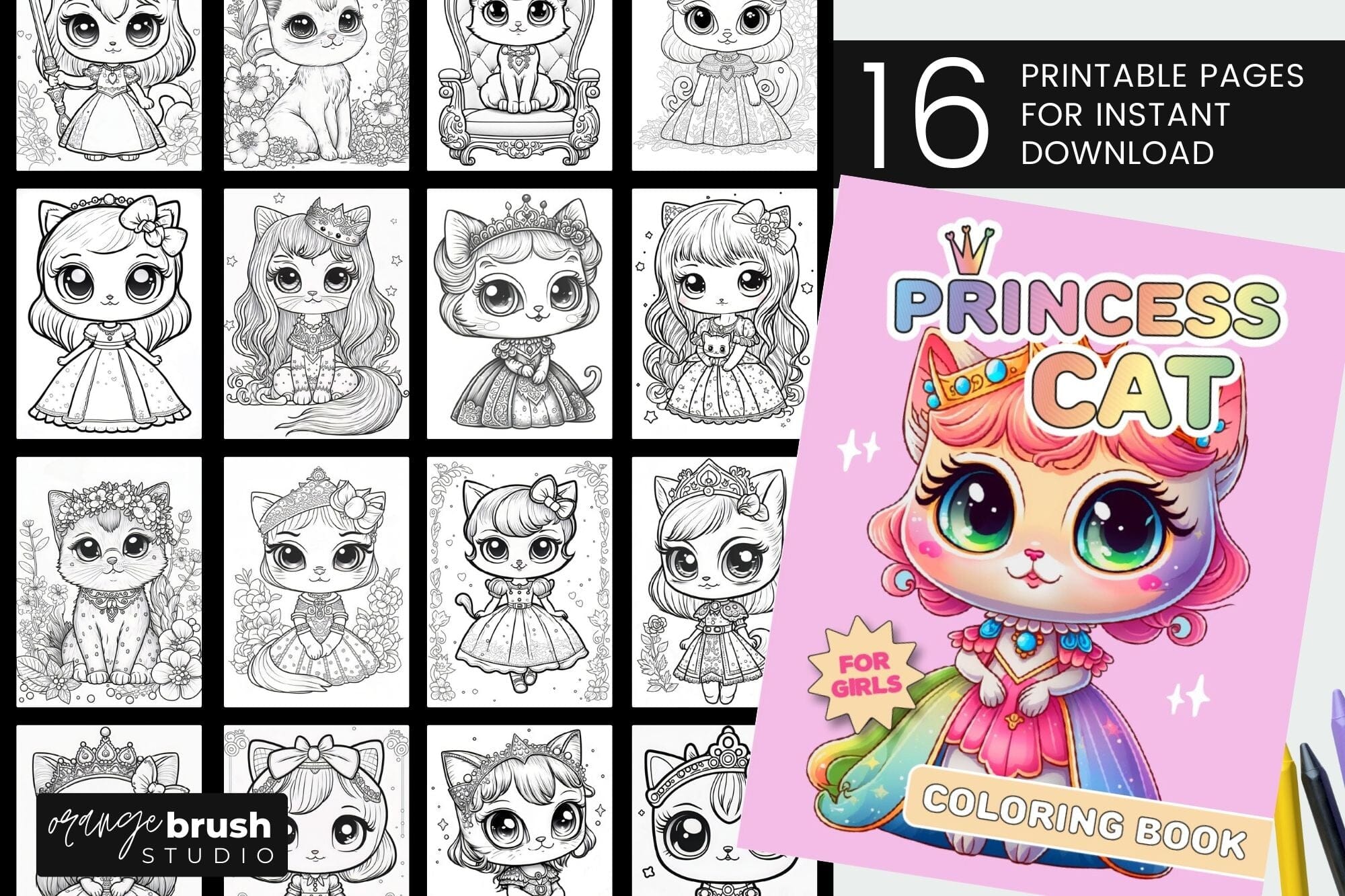 princess cat coloring pages
