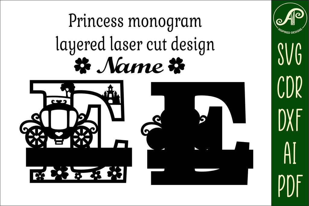 Princess Monogram Letter E SVG Cut File - So Fontsy