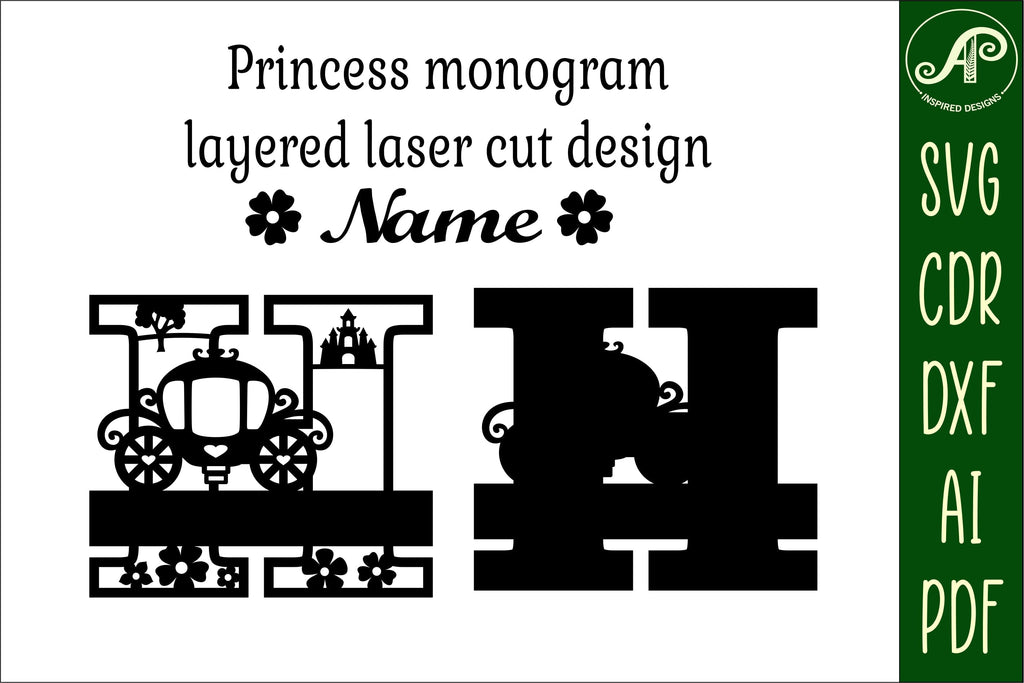 Princess Monogram Letter H SVG Cut File - So Fontsy