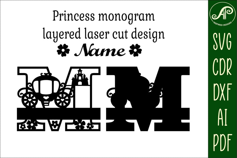 Princess Monogram Letter M SVG Cut File - So Fontsy