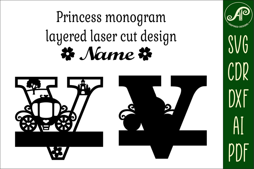 Princess Monogram Letter V SVG Cut File - So Fontsy