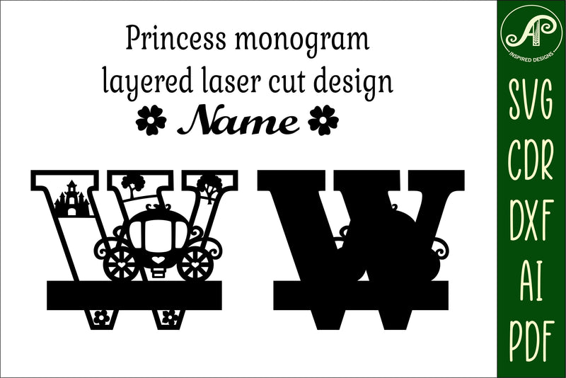 Princess Monogram Letter W SVG Cut File - So Fontsy