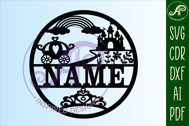 Princess name sign svg laser cut template - So Fontsy