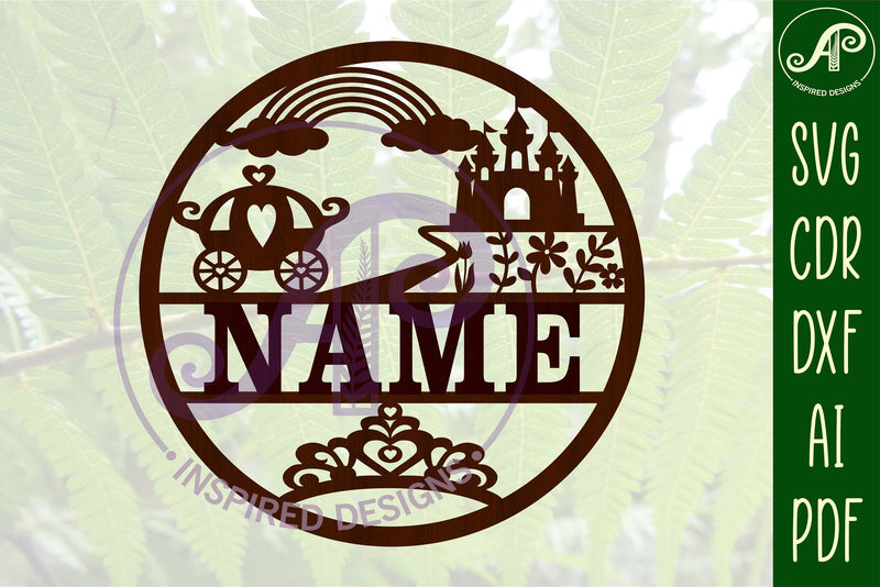 Princess name sign svg laser cut template - So Fontsy