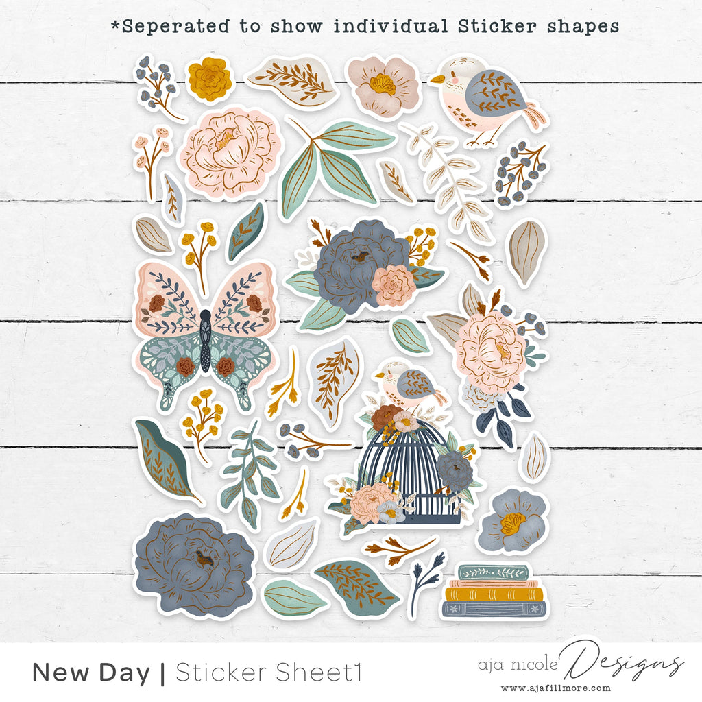 Print and Cut Flower Sticker Sheet - So Fontsy